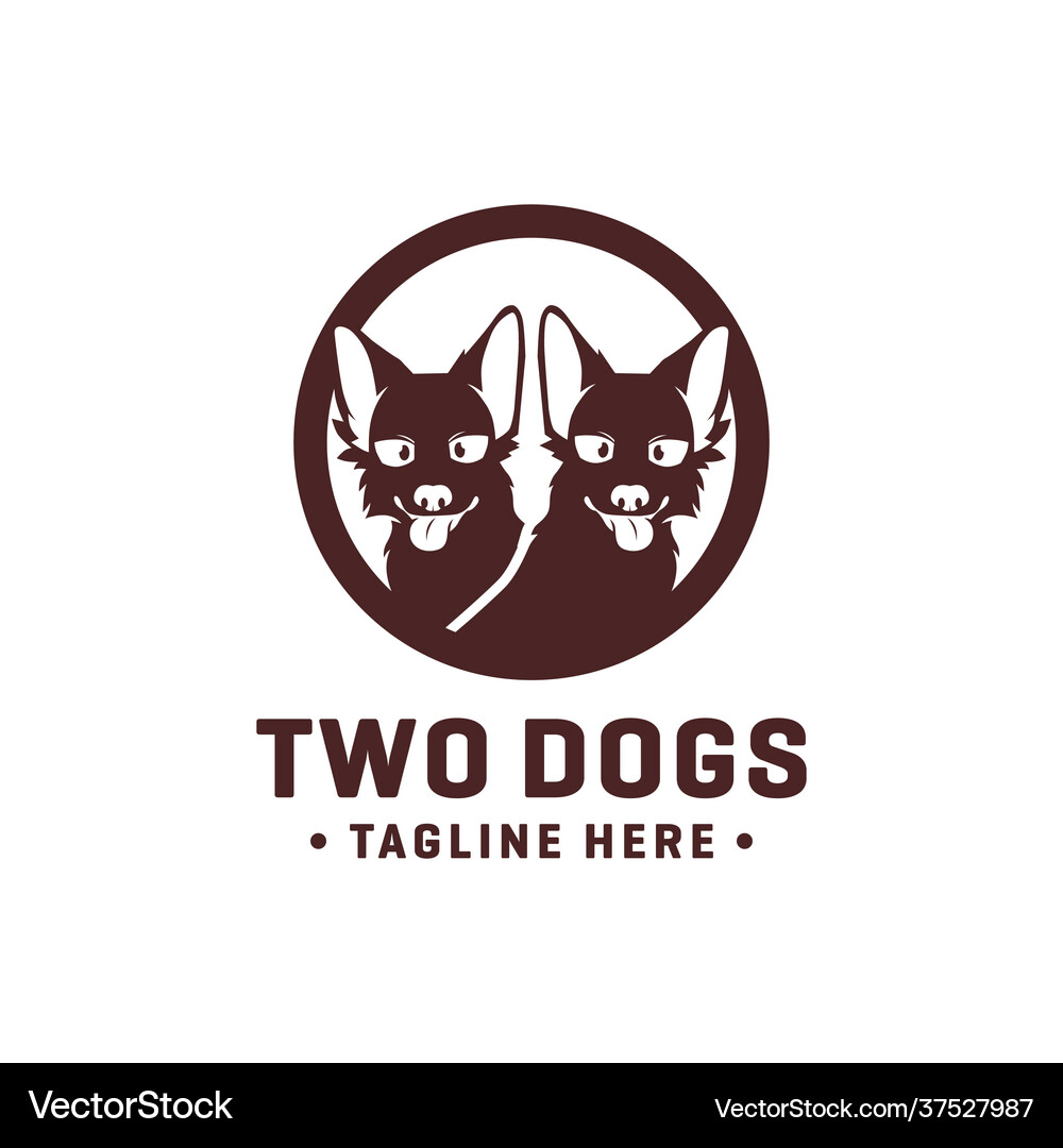 Two animal head dog logo Royalty Free Vector Image