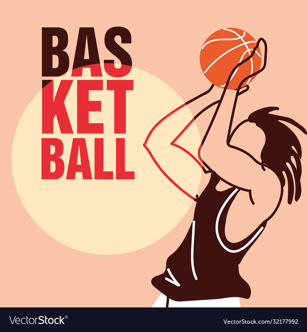 Basketball player man with ball jumping Royalty Free Vector
