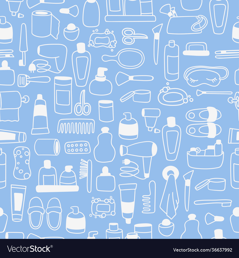 Bathroom set seamless pattern Royalty Free Vector Image