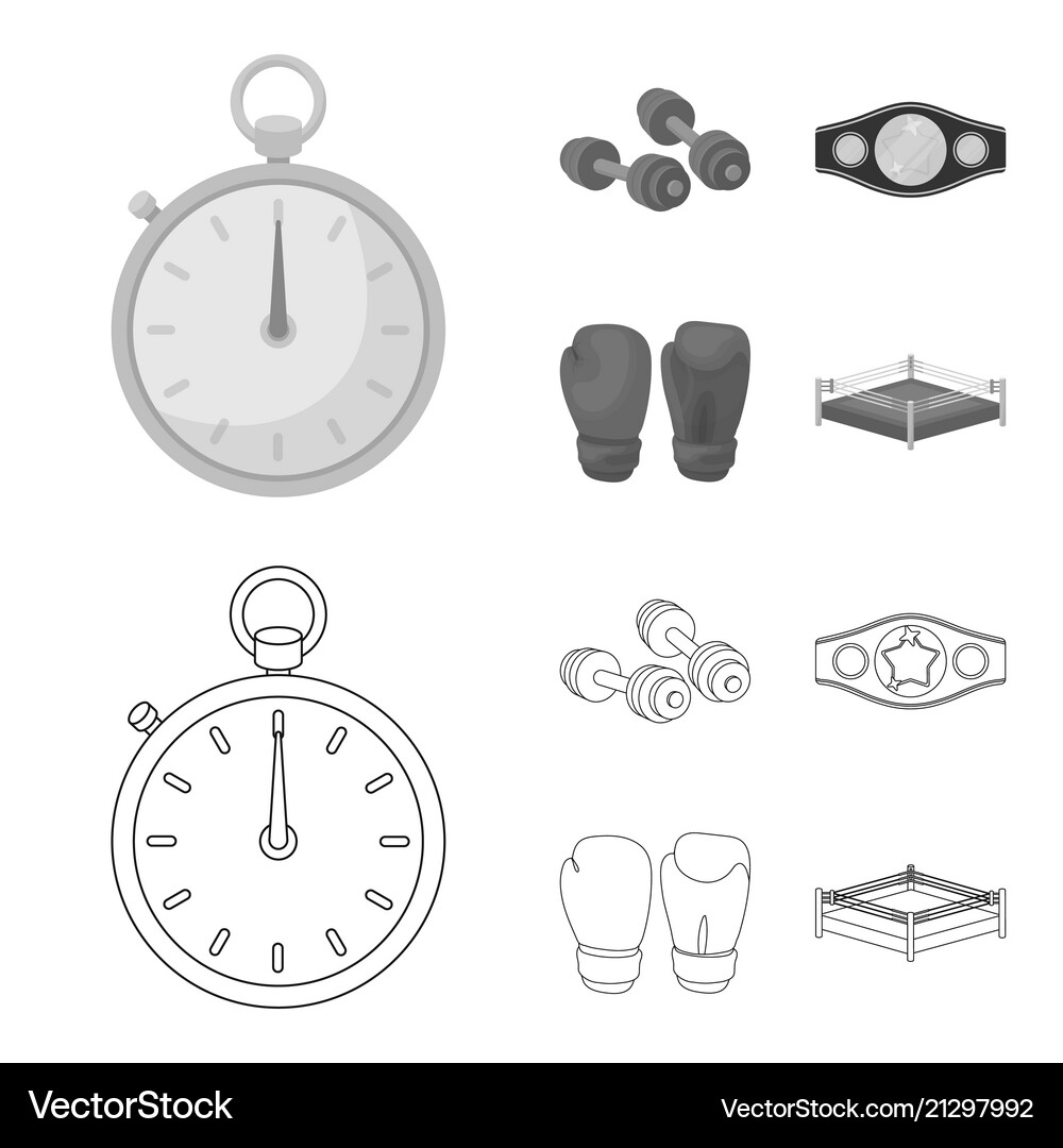 Boxing sport stopwatch watch set Royalty Free Vector Image