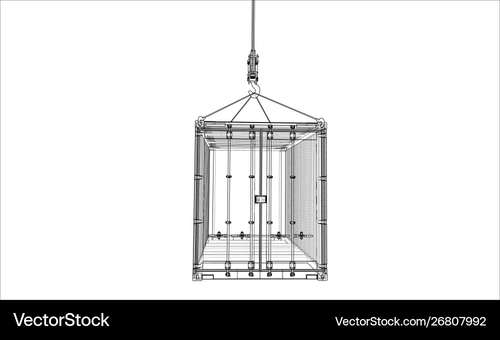 Cargo container wire-frame style Royalty Free Vector Image