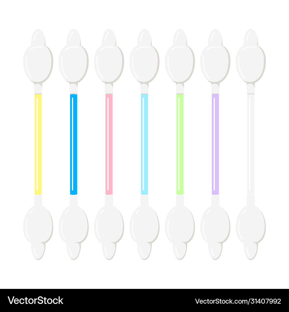 Colored cotton baby buds icon set isolated Vector Image