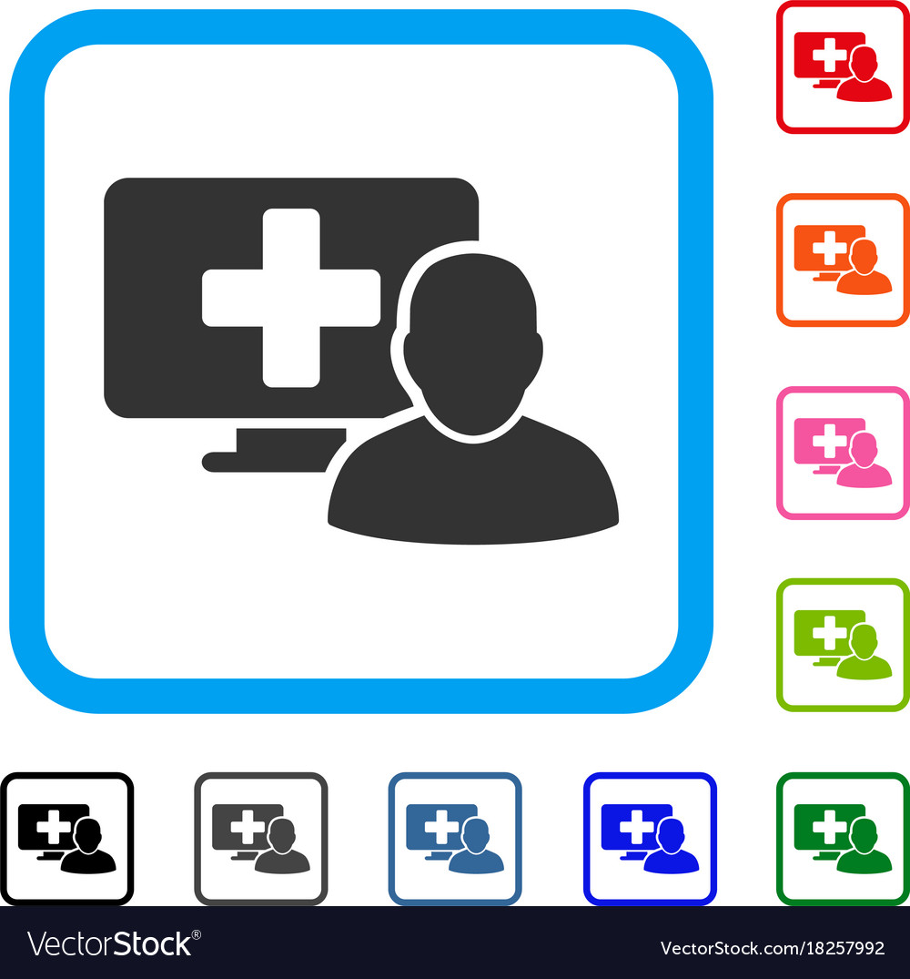 Computer doctor framed icon Royalty Free Vector Image