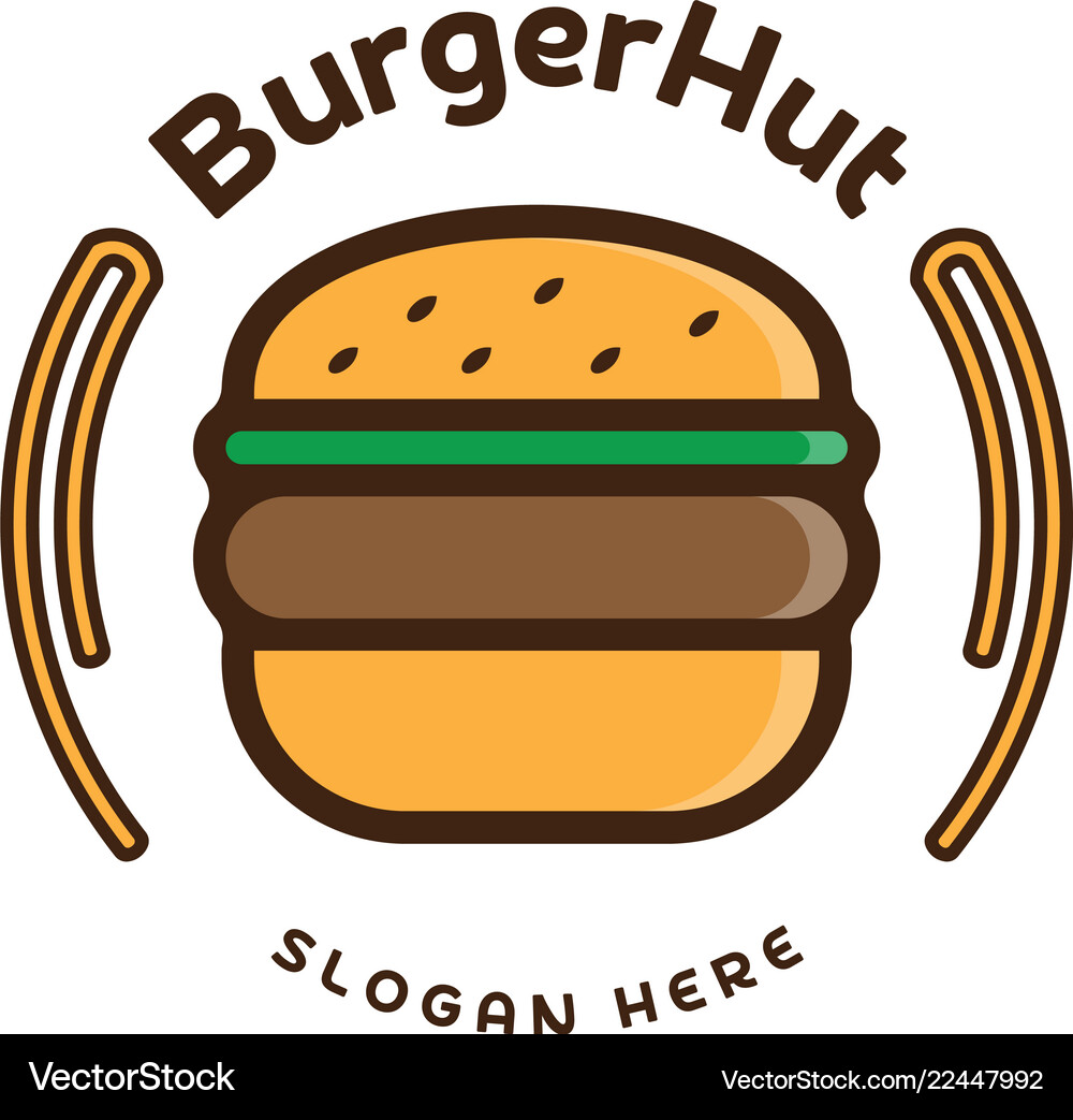 Food burger logo emblem design Royalty Free Vector Image