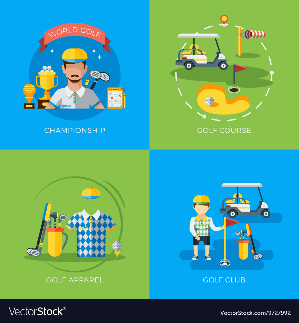 Golf 2x flat icons Royalty Free Vector Image - VectorStock