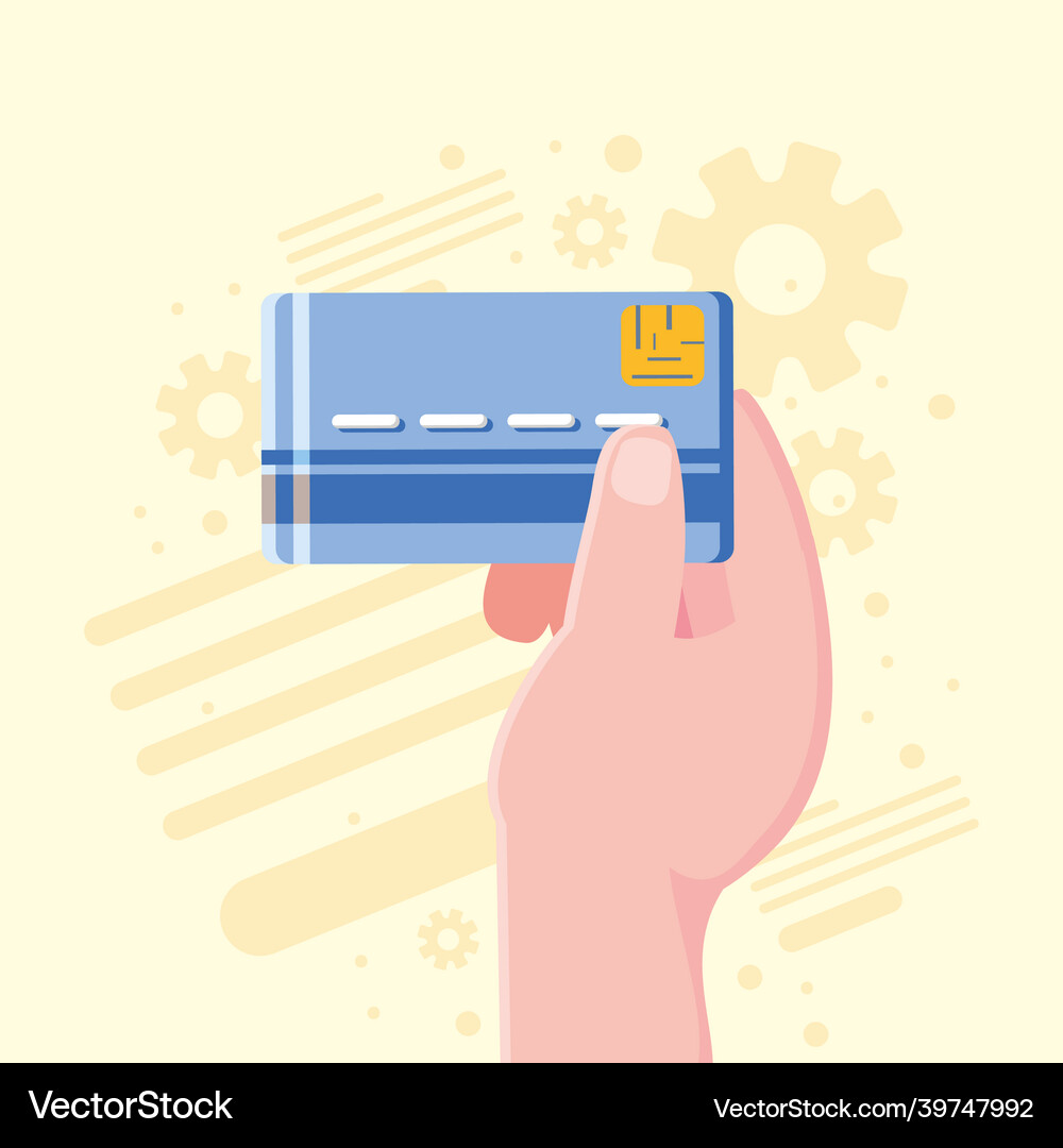 Hand with bank card Royalty Free Vector Image - VectorStock