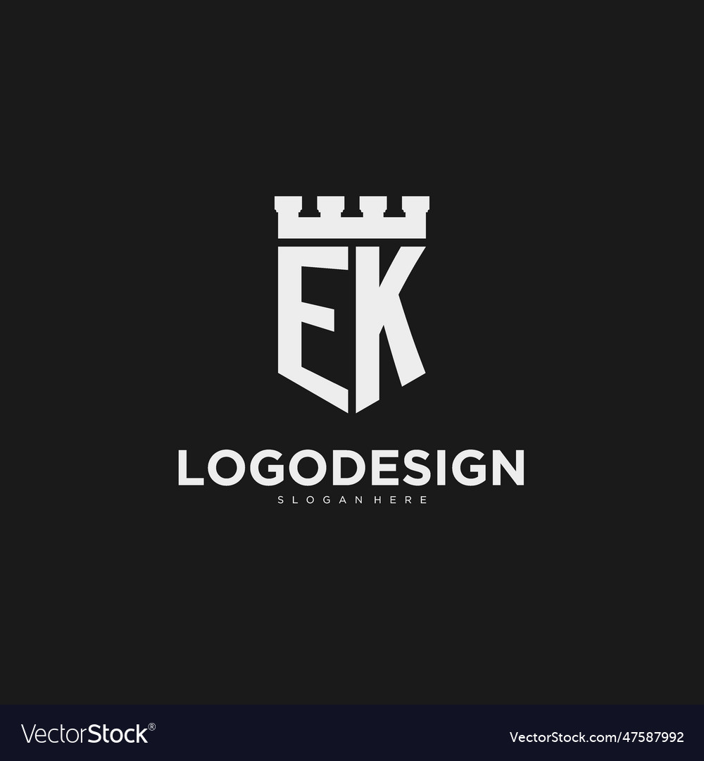 Initials ek logo monogram with shield Royalty Free Vector