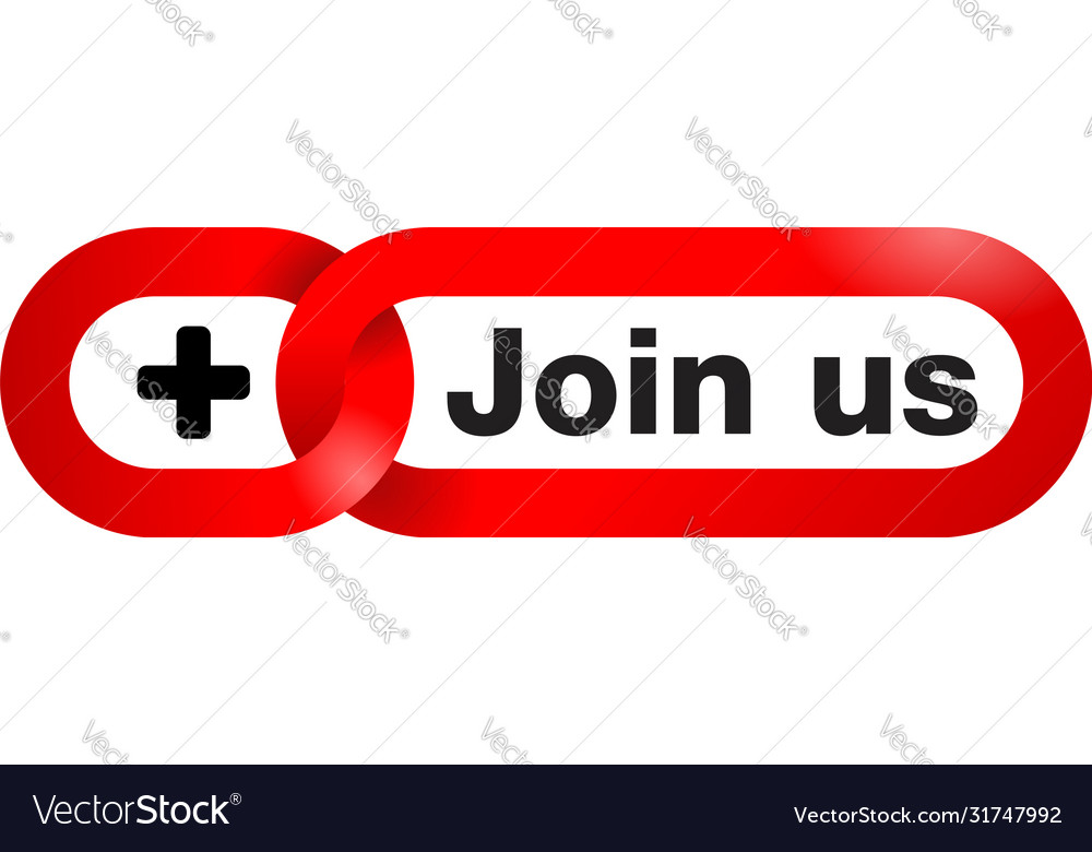 Join us button in chain links associated shape Vector Image
