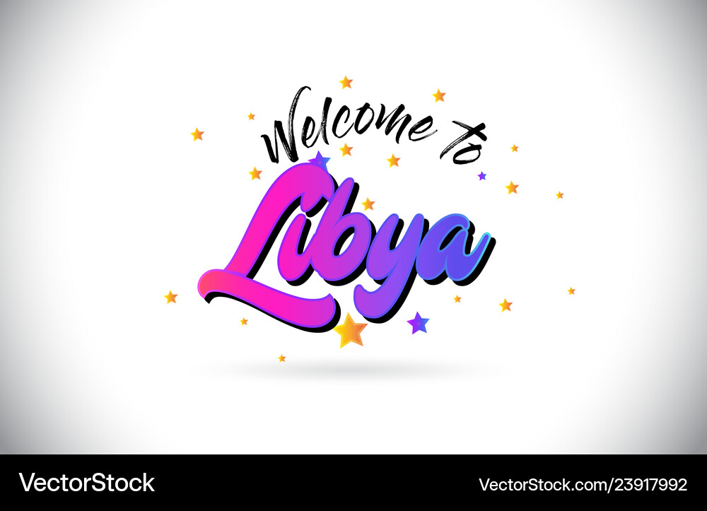 Libya welcome to word text with purple pink Vector Image