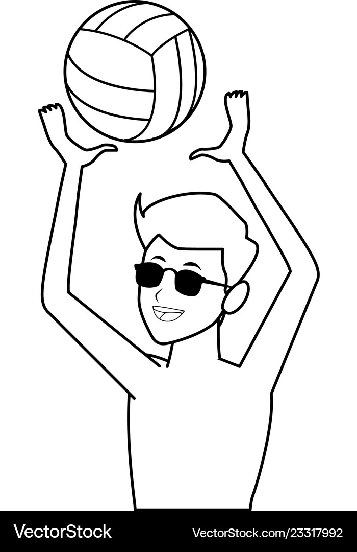 Man with volleyball ball Royalty Free Vector Image