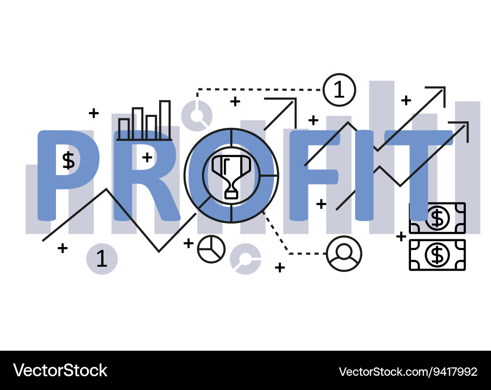 Profit concept flat line design with icons Vector Image