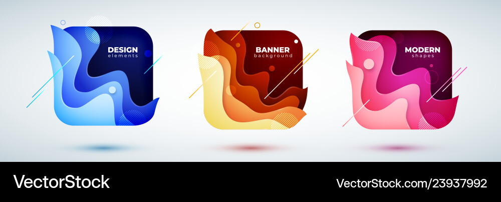 Set of square liquid abstract geometric shapes Vector Image