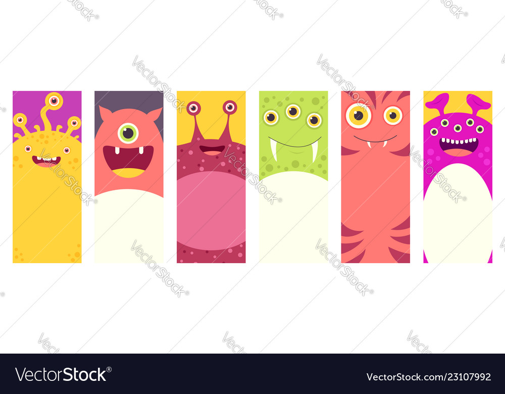 Set of vertical banners with cute monsters Vector Image