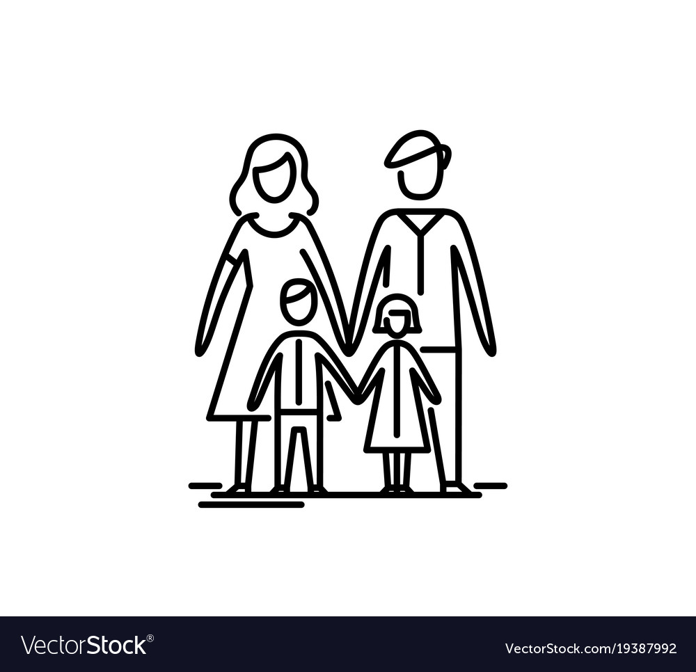 Young family mother father and two kids Royalty Free Vector