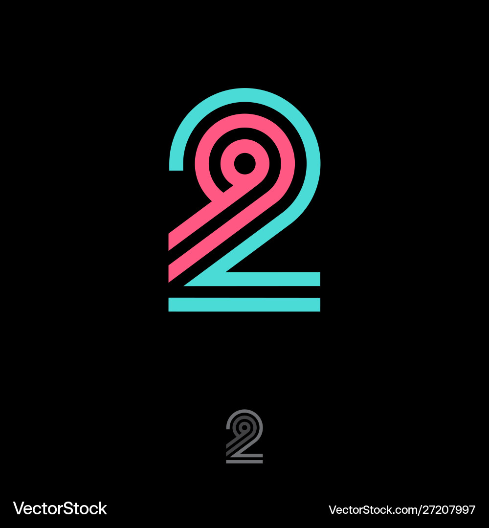 29 logo 2 and 9 monogram pink green strips Vector Image