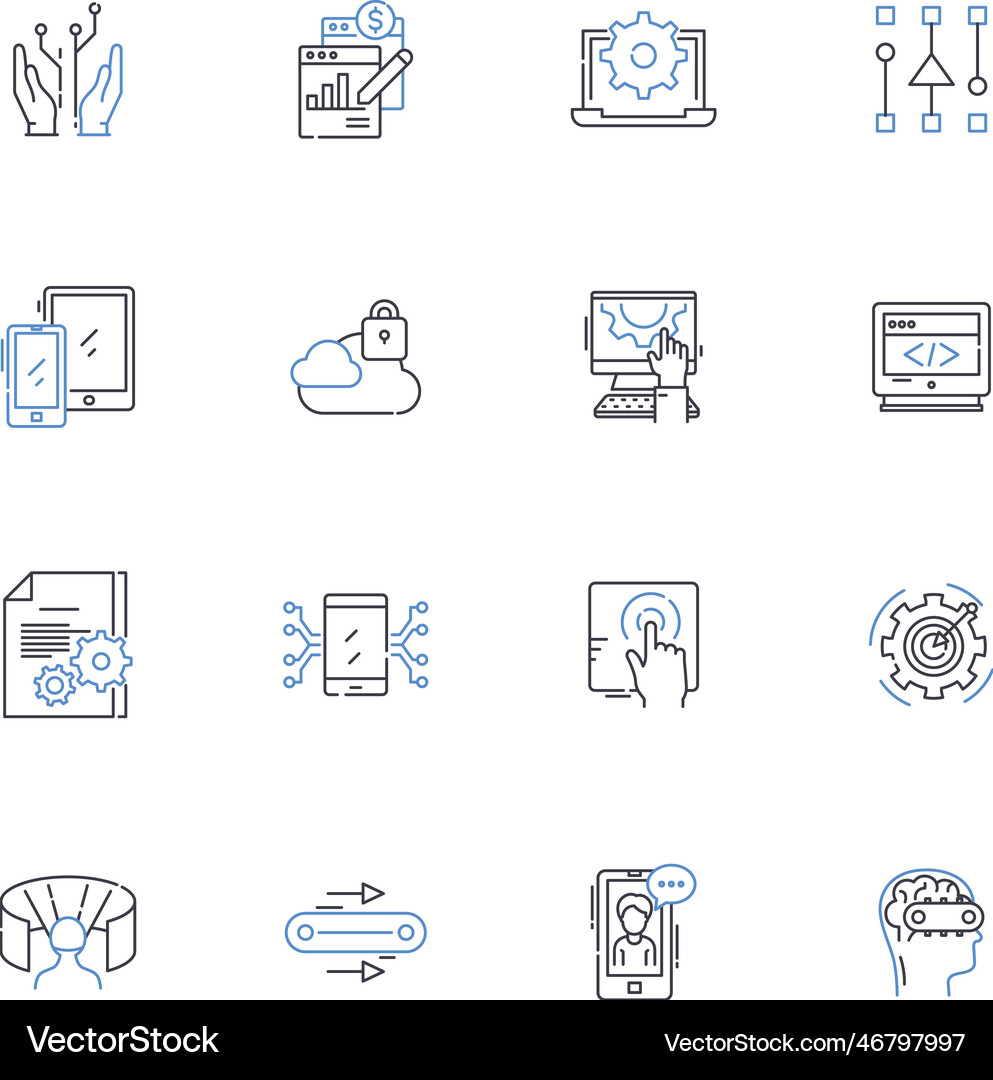 Advancement line icons collection progression Vector Image