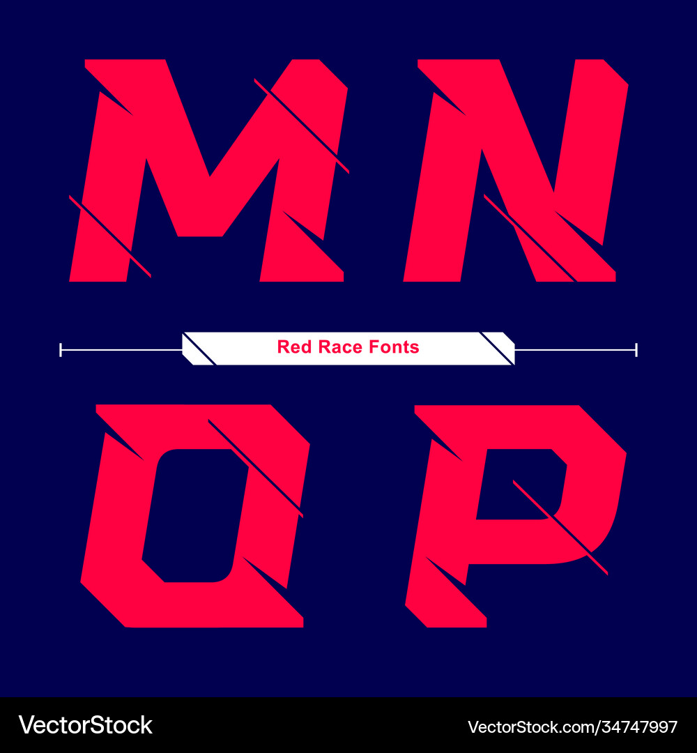 Alphabet typography font red race speed modern Vector Image