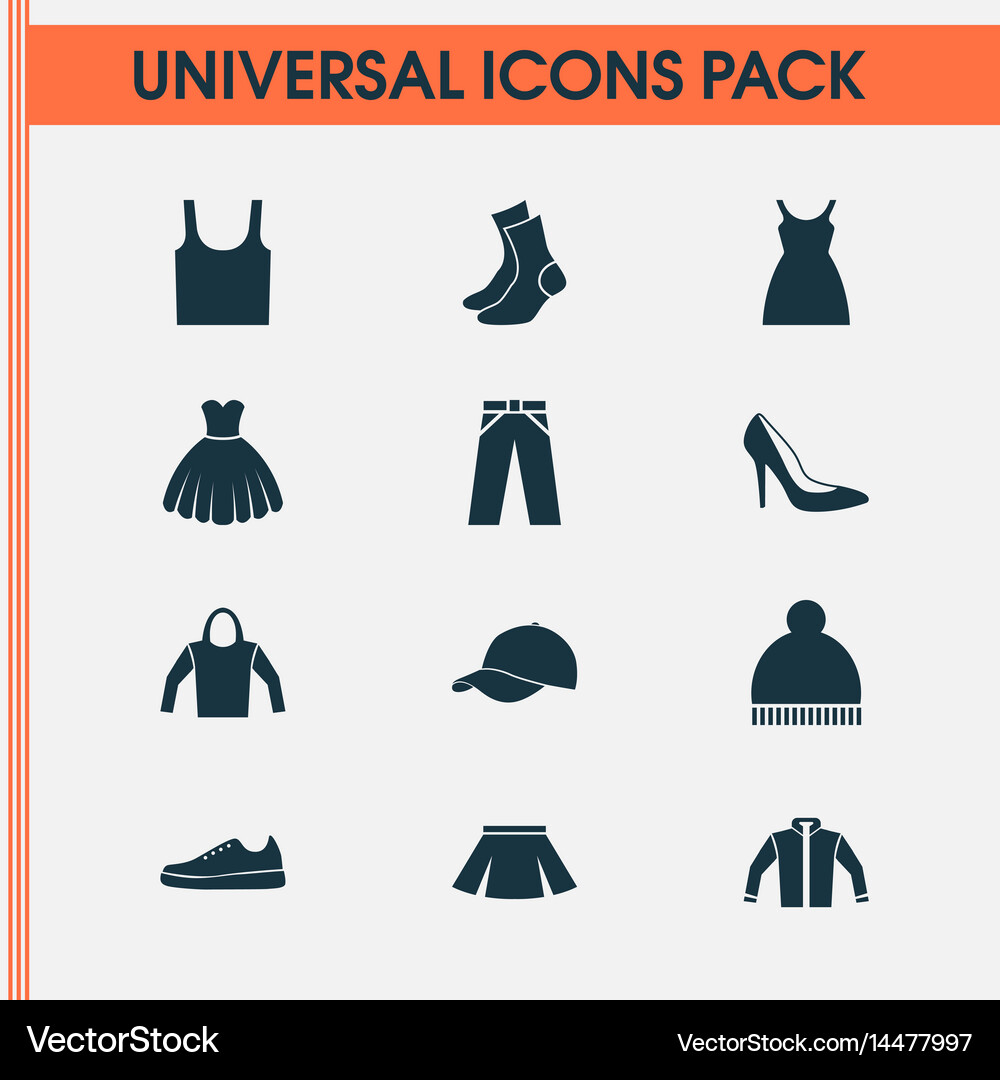 Clothes icons set collection trilsinglet Vector Image