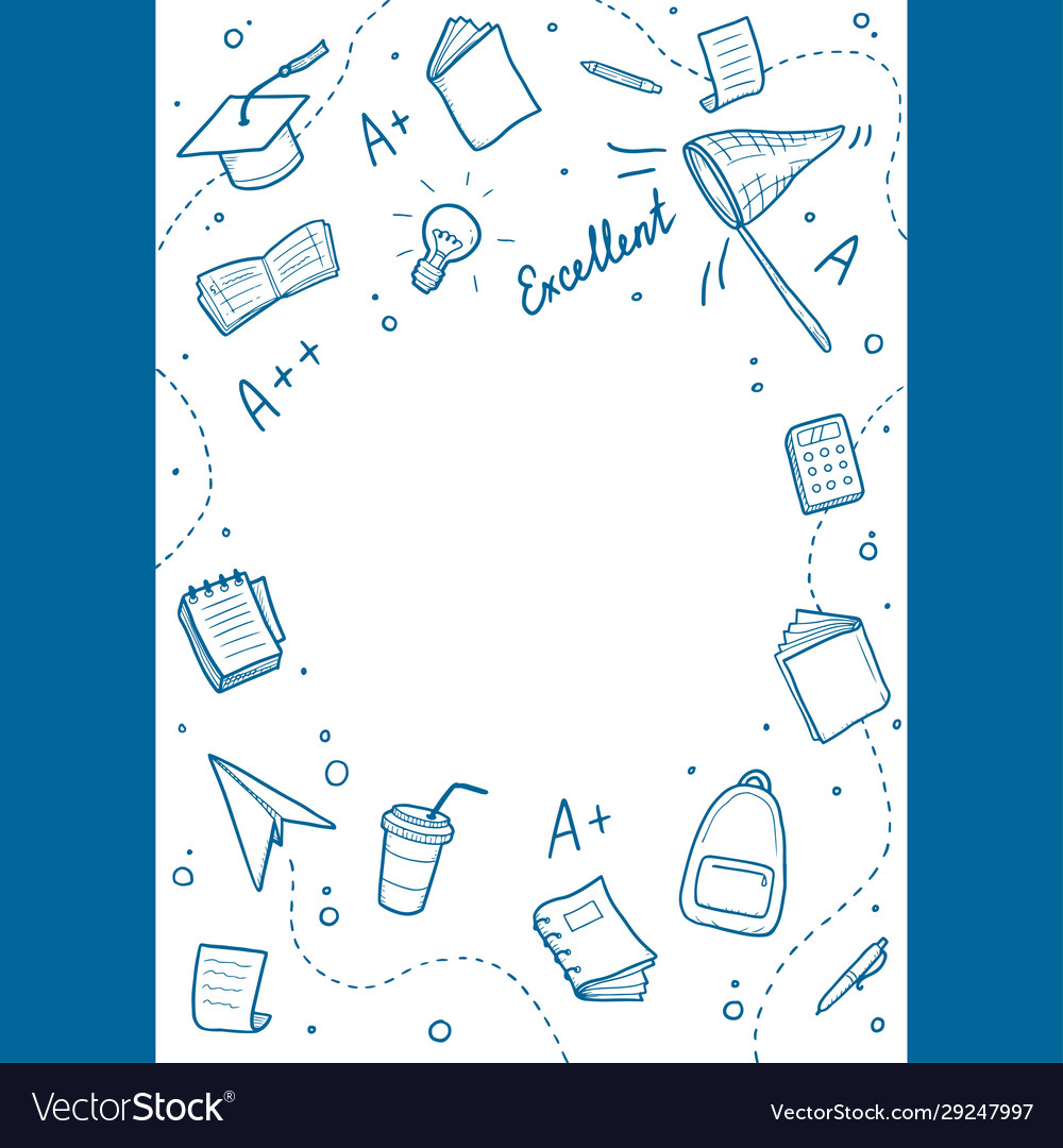 Hand drawn set college school study elements Vector Image