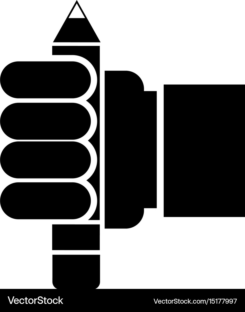 Hand human with pencil school isolated icon Vector Image