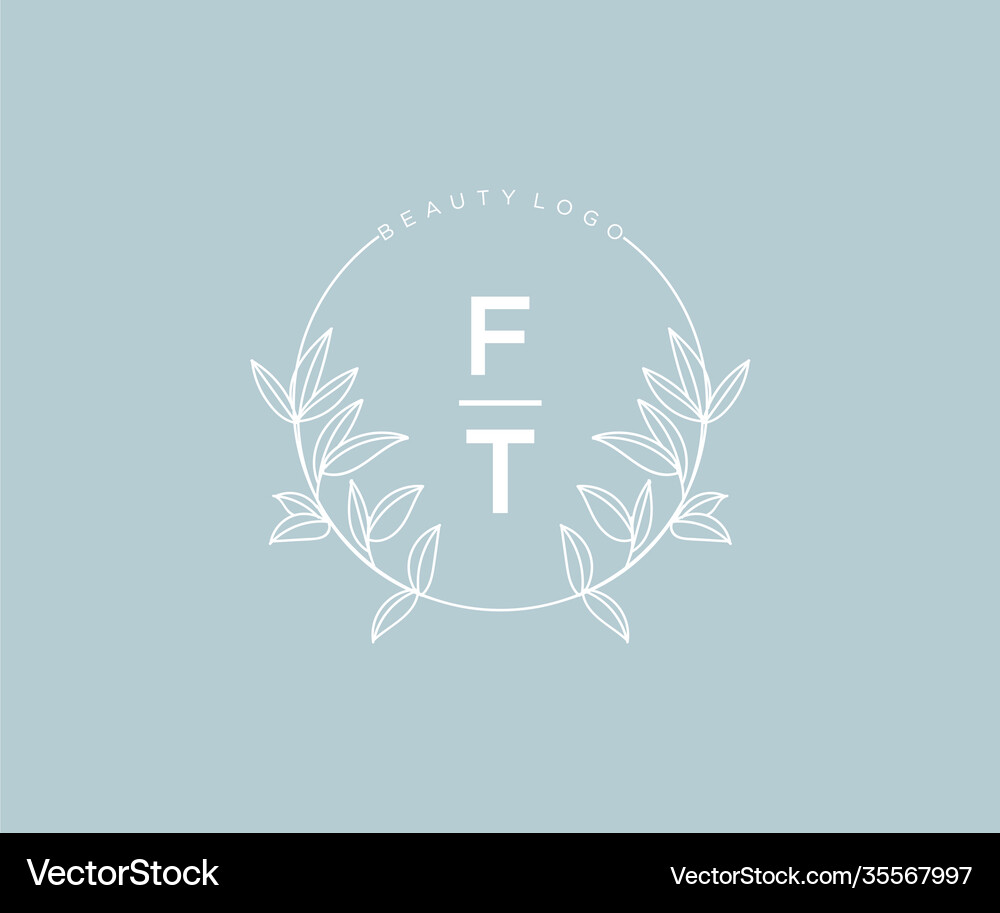 Initial ft letters beautiful floral feminine Vector Image