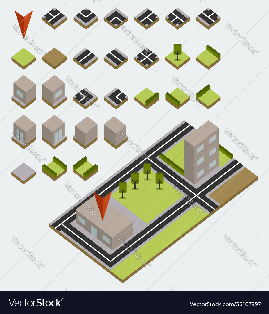 Isometric map kit Royalty Free Vector Image - VectorStock