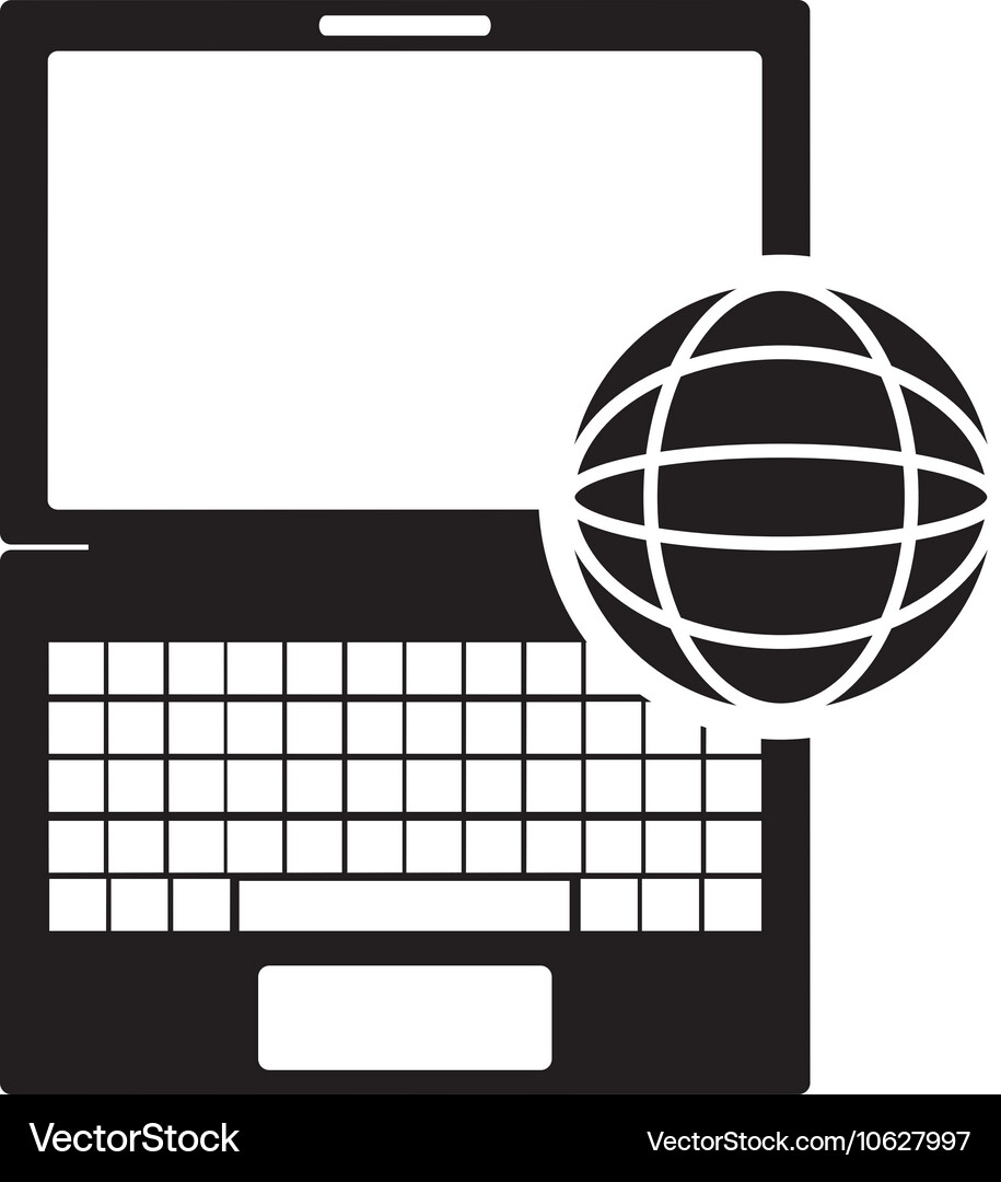 Laptop frontview and earth globe diagram icon Vector Image