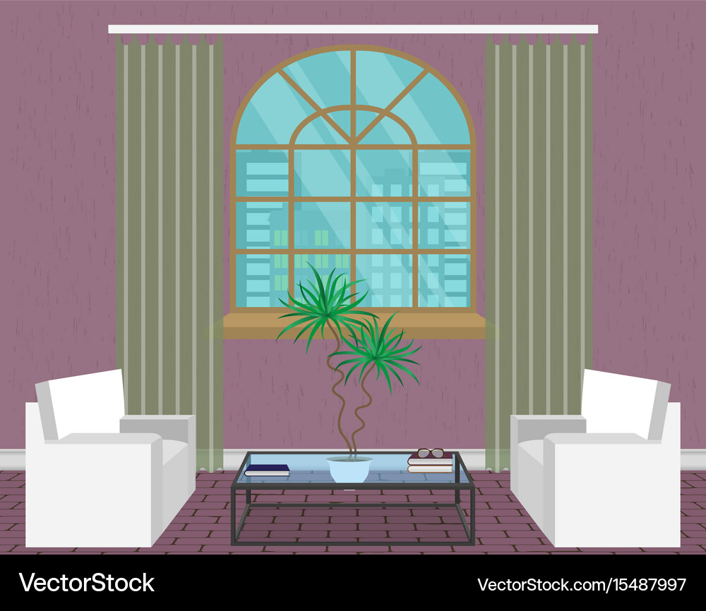 Modern living room interior design light loft Vector Image