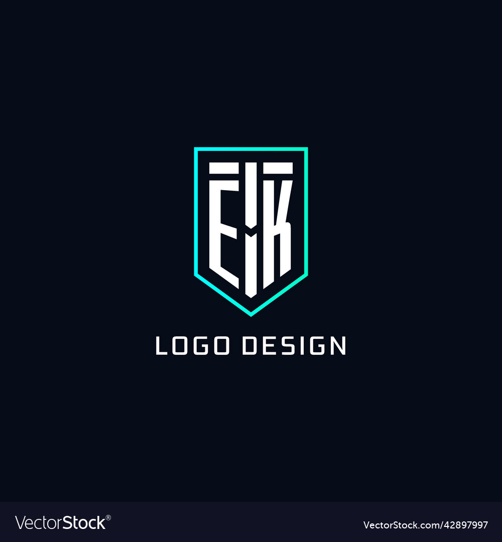 Monogram ek logo shield shape geometric style Vector Image