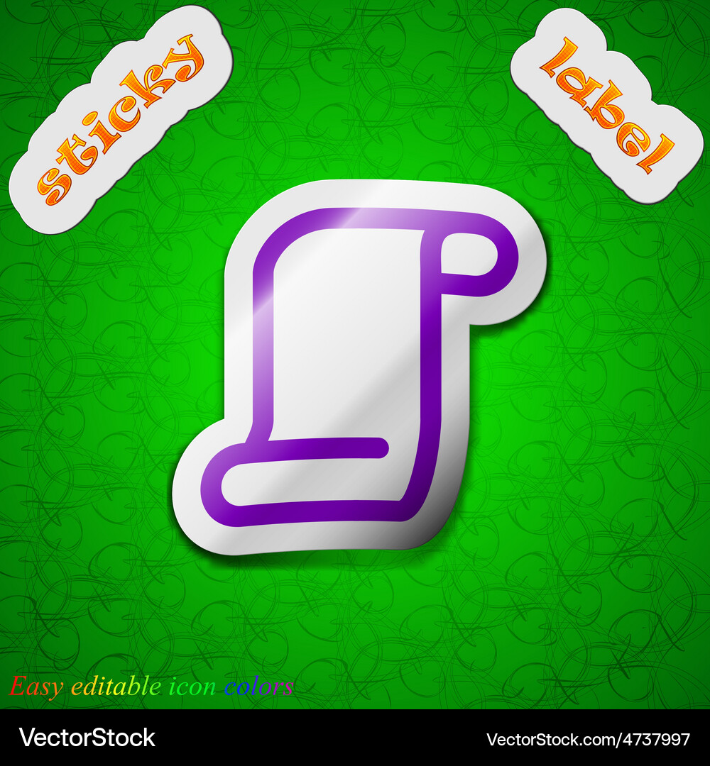 Paper scroll icon sign symbol chic colored sticky Vector Image