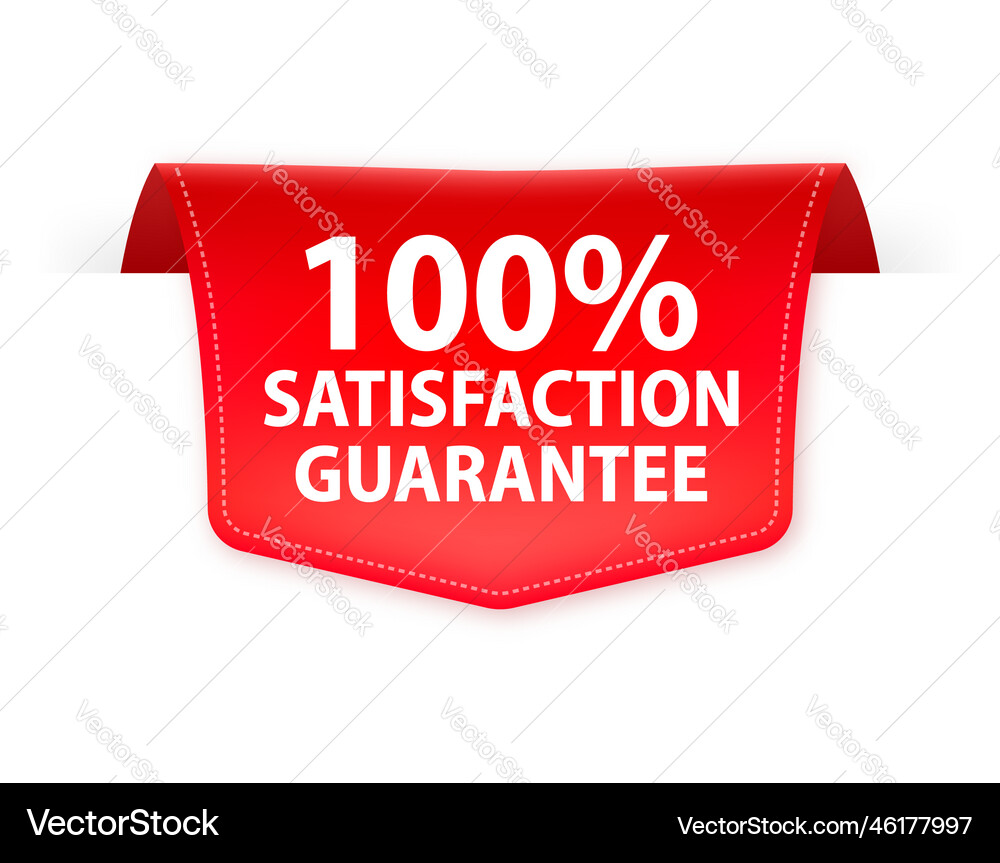 Satisfaction guaranteed red label with ribbon Vector Image