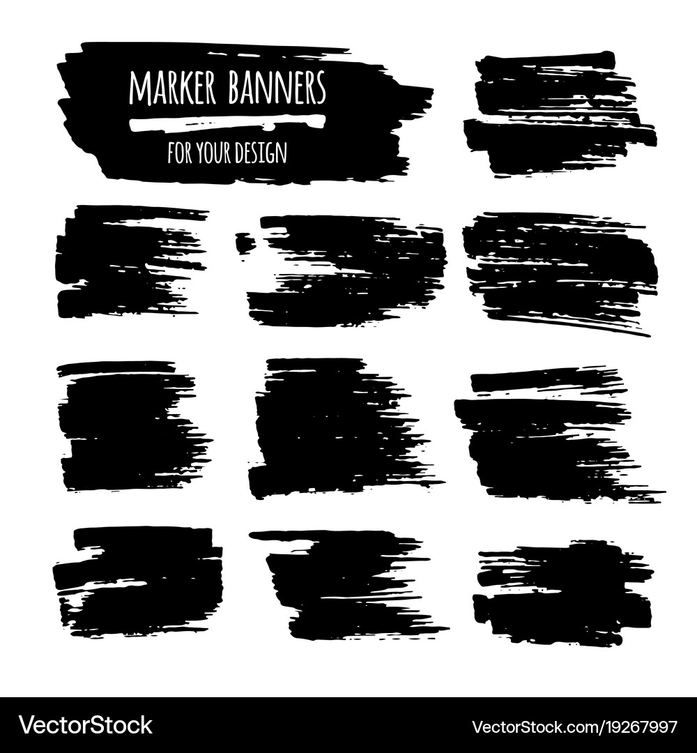 Textured marker banners lines and stains Vector Image