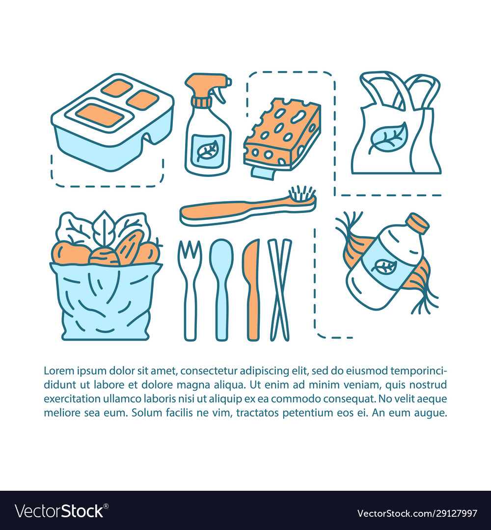 Zero waste kitchen article page template brochure Vector Image