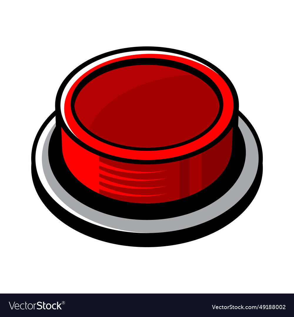 Big red panic button on white background comic Vector Image