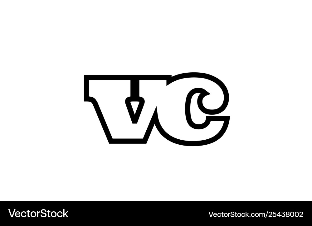 Connected vc v c black and white alphabet letter Vector Image
