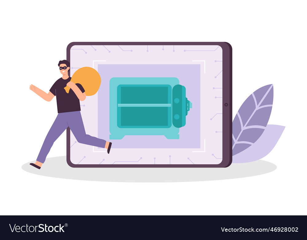 Criminal and thief hacking computer stealing Vector Image