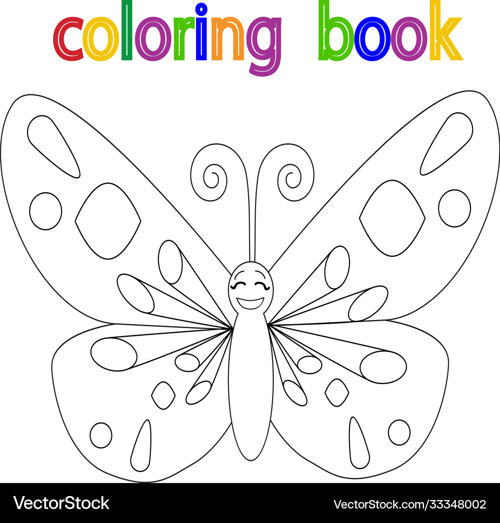 Cute Butterfly Coloring Page Royalty Free Vector Image