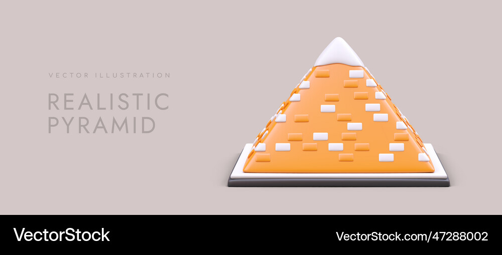 Front view of realistic 3d cartoon pyramid Vector Image
