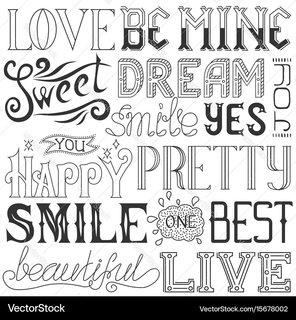 Handwritten words and phrases words with Vector Image