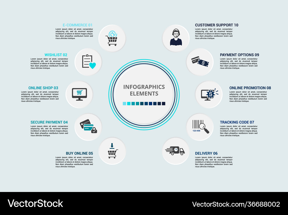 Infographic E Commerce Template Icons Royalty Free Vector