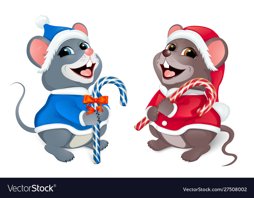Santa mouse set Royalty Free Vector Image - VectorStock