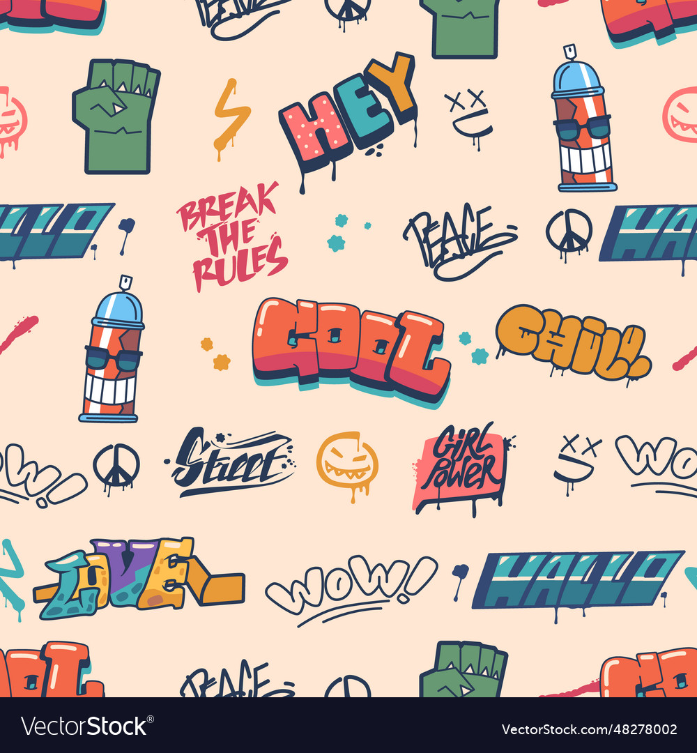 Seamless graffiti pattern features vibrant Vector Image
