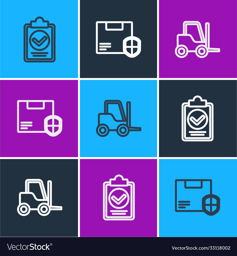 Set line verification delivery list clipboard Vector Image