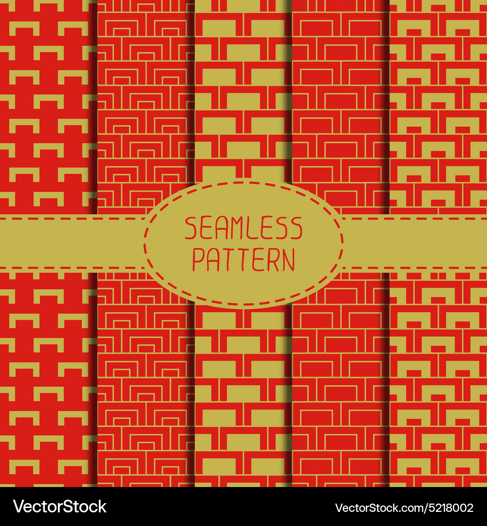 Set of geometric national chinese seamless pattern
