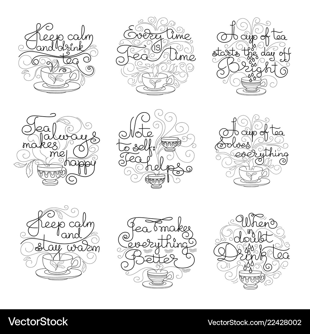 Set of handwritten lettering tea Royalty Free Vector Image