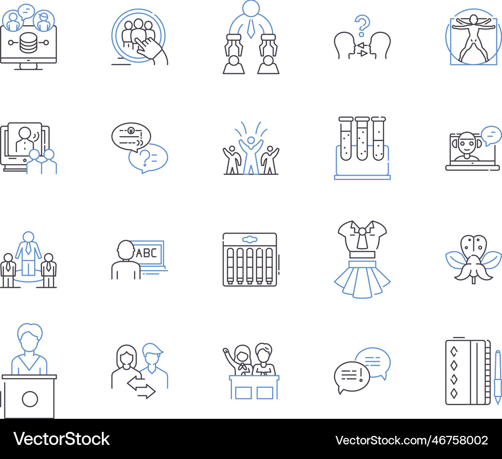 Workshops and sessions outline icons collection Vector Image