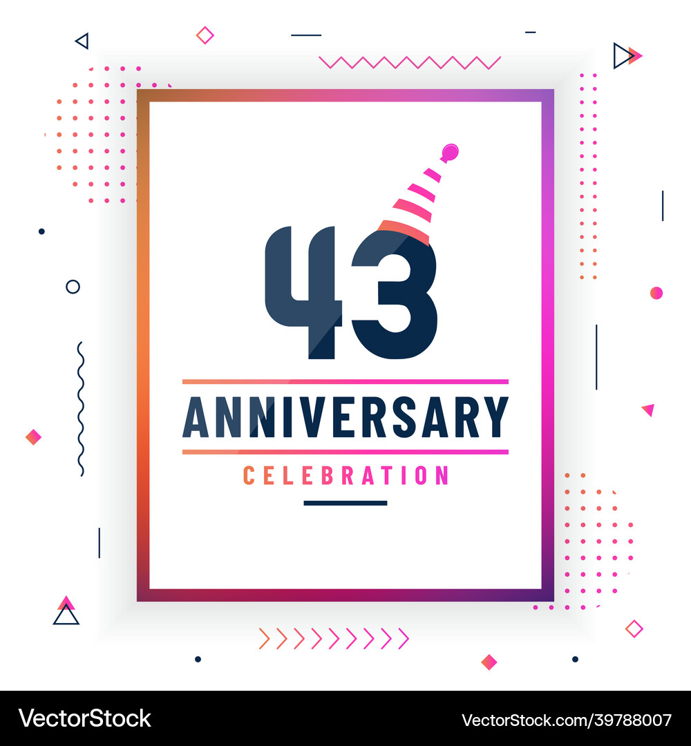 43 years anniversary greetings card Royalty Free Vector