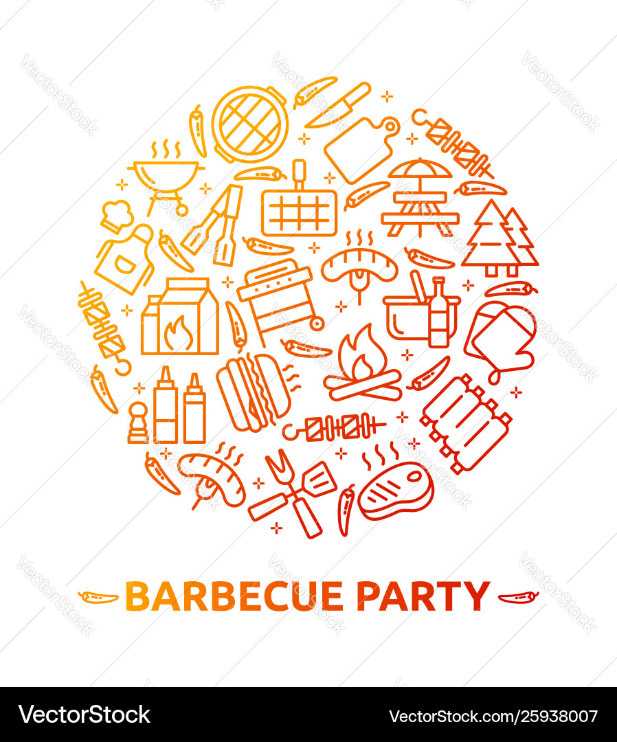 Bbq party barbecue grill picnic Royalty Free Vector Image
