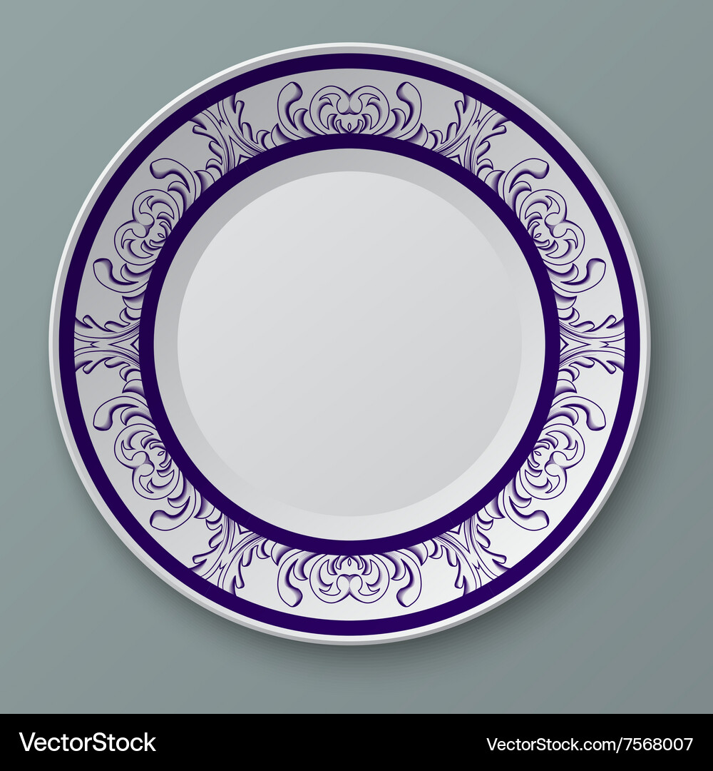 Floral ornament plate isolated Royalty Free Vector Image