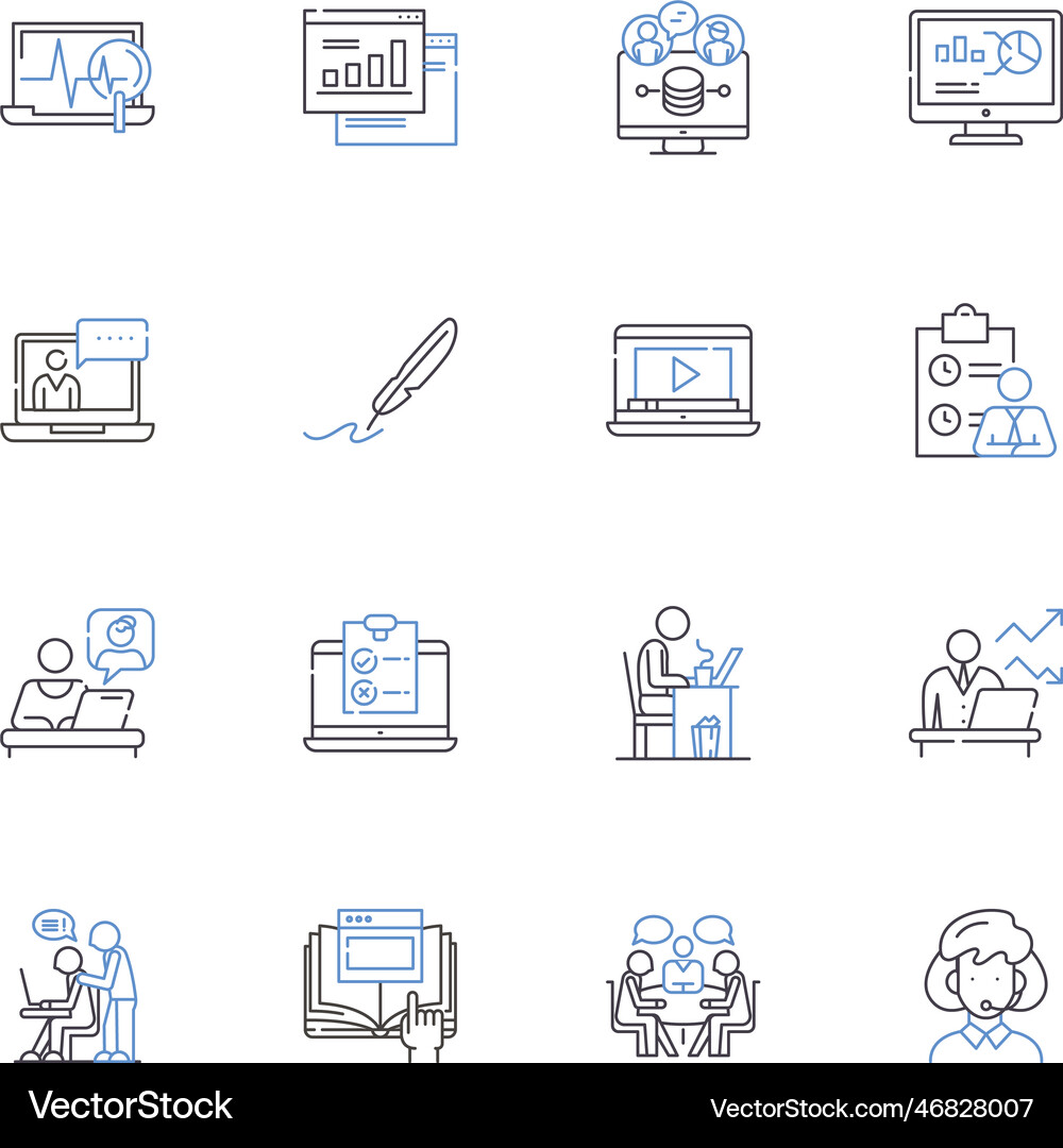 Geographically flexible line icons collection Vector Image